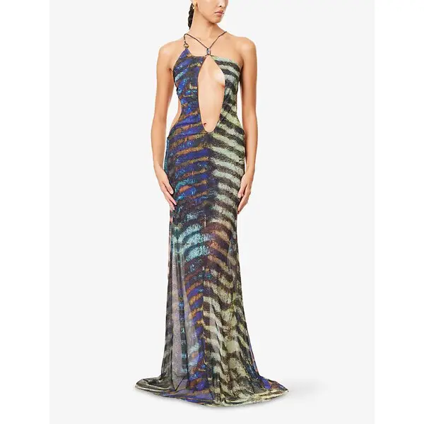 Jaded London Strappy Plunge Stretch-Woven Maxi Dress In Multi - 67% Off |  Editorialist