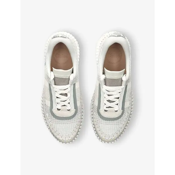 Chloé Nama Mesh And Suede Low-top Sneakers - Grey