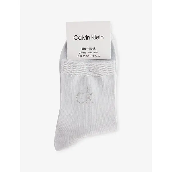 Calvin Klein Branded Pack Of Two Woven Socks - Light Blue