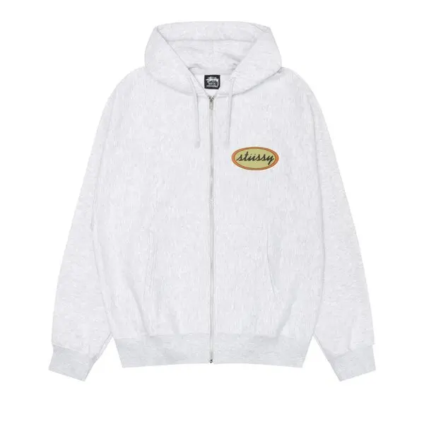 StÜssy X Our Legacy Work Shop Oval Zip Hoodie - Grey