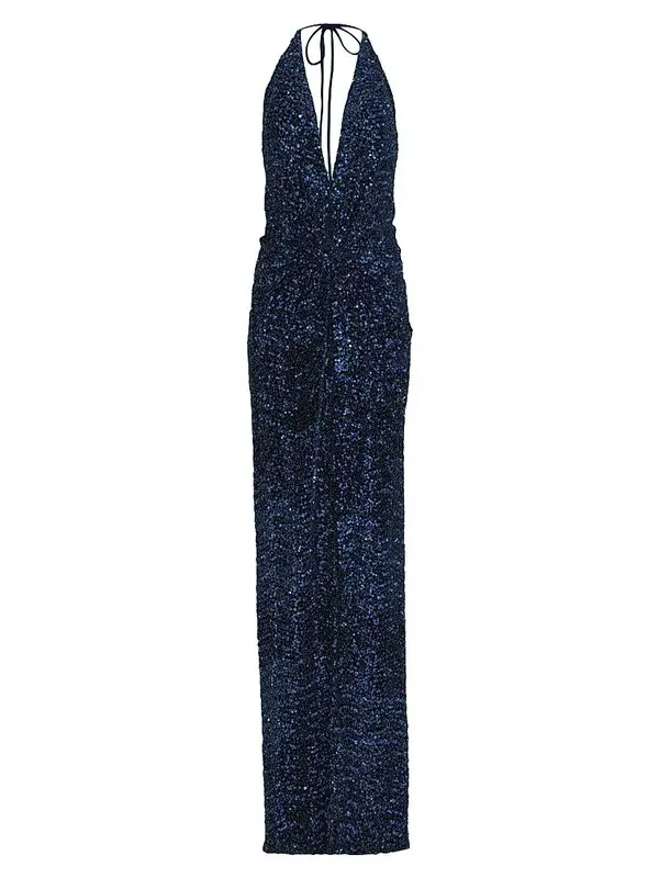 Silvia Tcherassi Aiko Sequined Halter Gown
