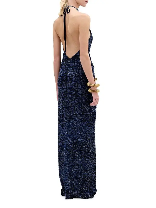 Silvia Tcherassi Aiko Sequined Halter Gown