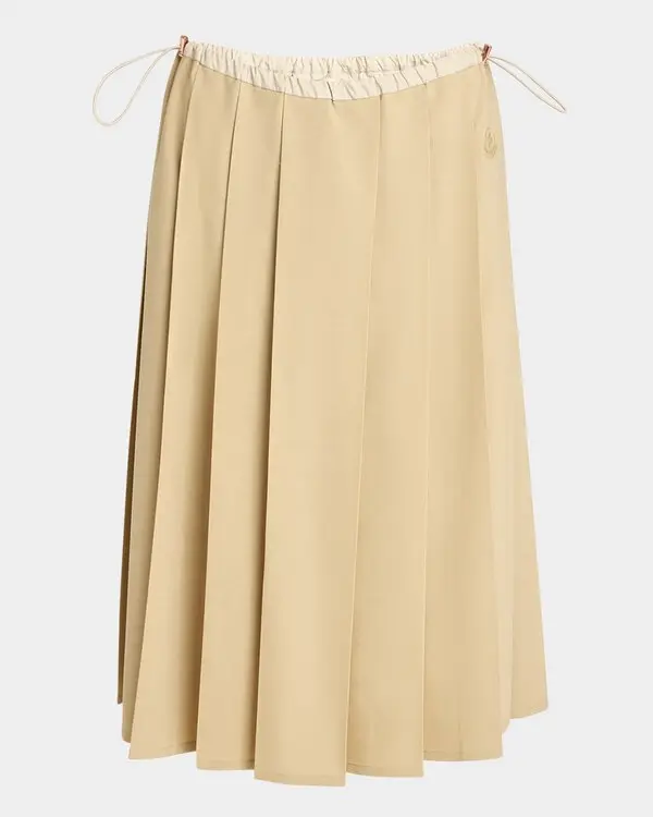 Moncler Pleated Drawstring Midi Skirt - Stone