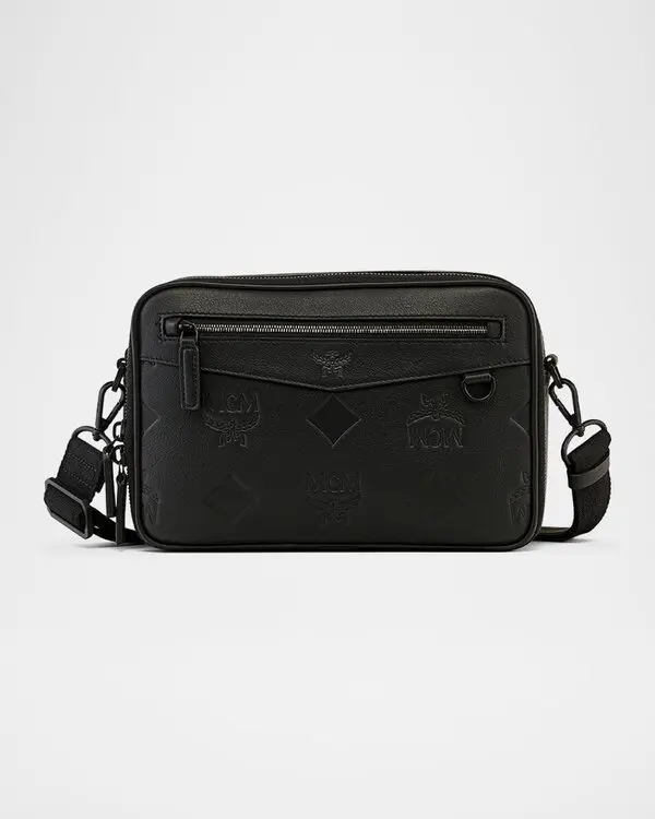 Mcm Small Embossed Leather Crossbody Bag - Black