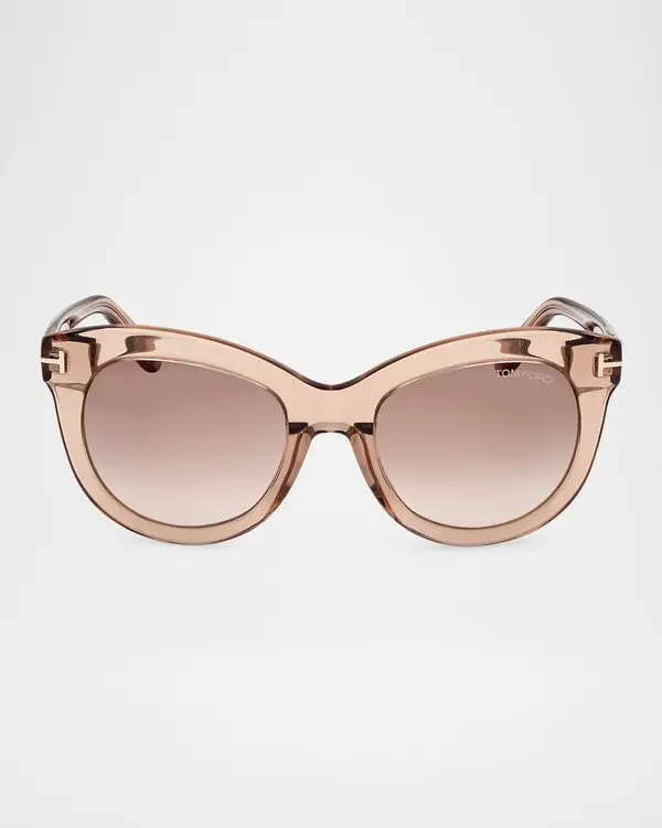 TOM FORD Odette Round Sunglasses - Shiny Rose Champagne