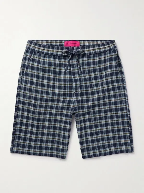 THE ELDER STATESMAN Dune Straight-leg Cotton Drawstring Shorts - Blue