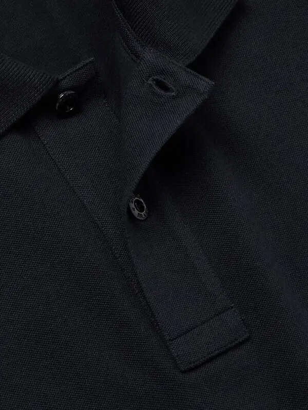 Stone Island Organic Cotton-blend Piqué Polo Shirt - Blue