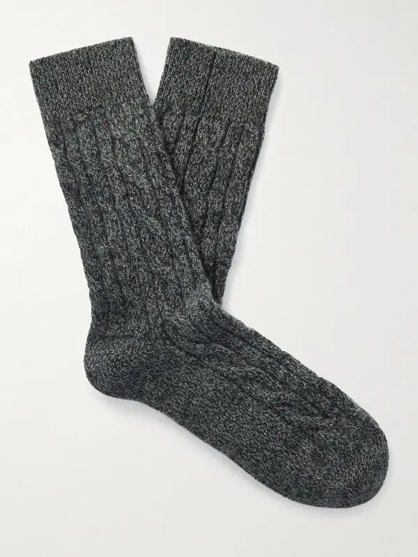 Loro Piana Treccia Baby Cashmere Socks - Gray