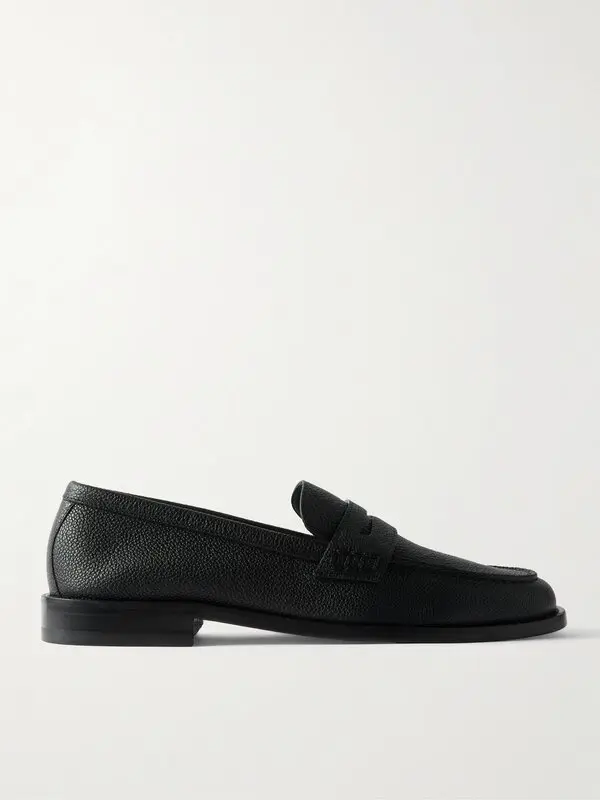 Manolo Blahnik Perry Full-grain Leather Penny Loafers - Black