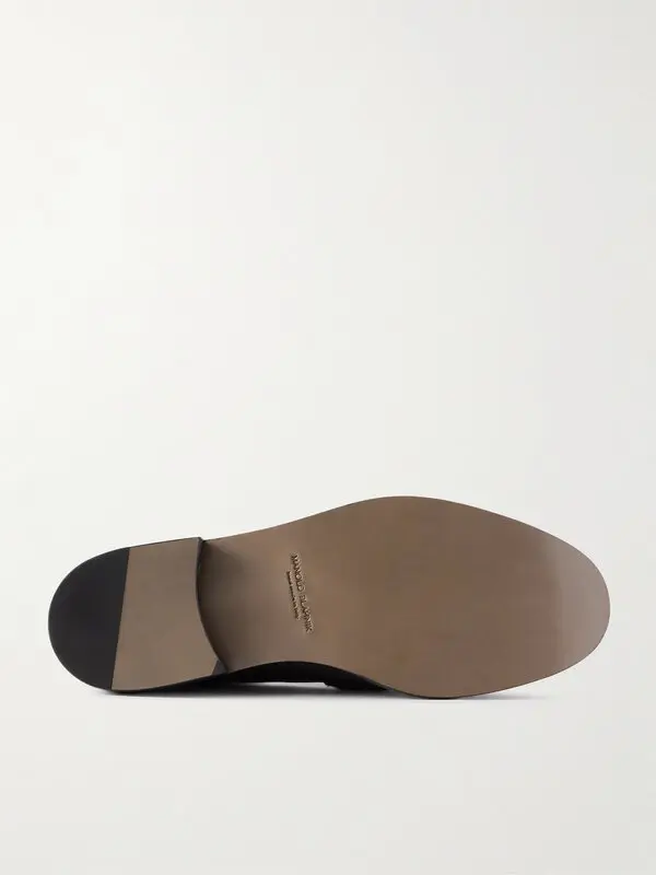 Manolo Blahnik Perry Full-grain Leather Penny Loafers - Brown