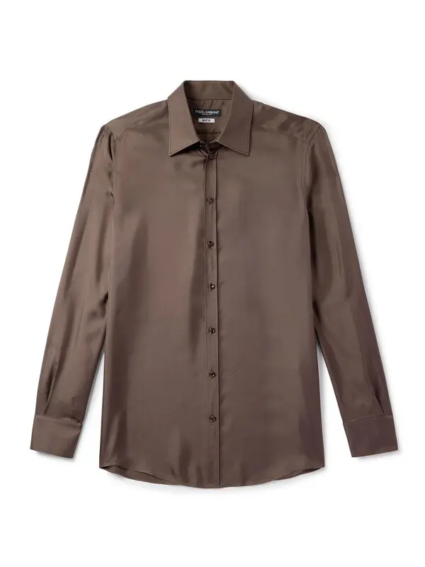 Dolce & Gabbana Martini Silk-twill Shirt - Brown