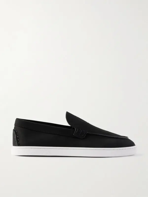 CHRISTIAN LOUBOUTIN Moonboat Logo-embossed Nubuck Loafers - Black