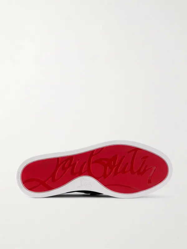CHRISTIAN LOUBOUTIN Moonboat Logo-embossed Nubuck Loafers - Black