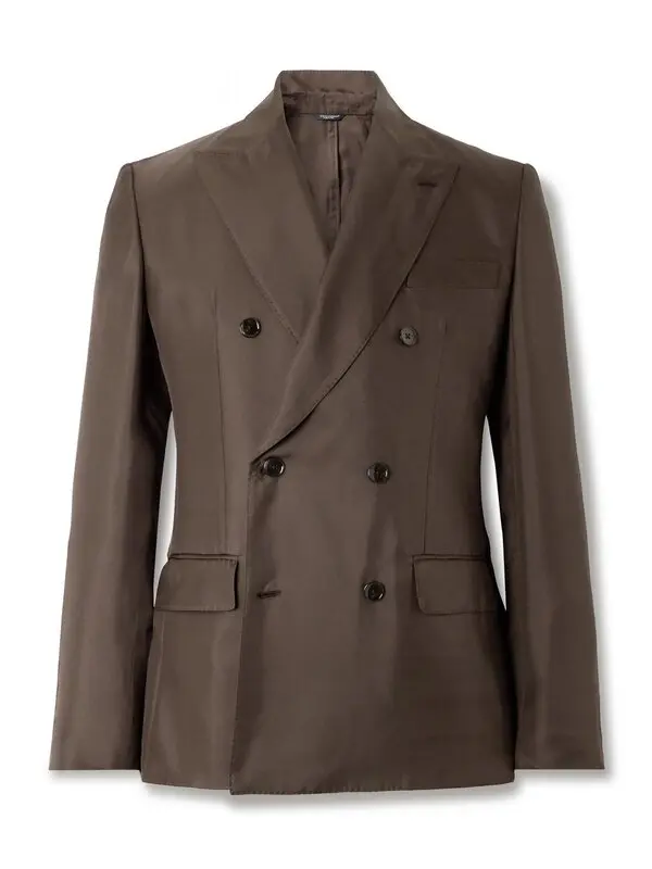 Dolce & Gabbana Double-breasted Silk-twill Suit Jacket - Brown