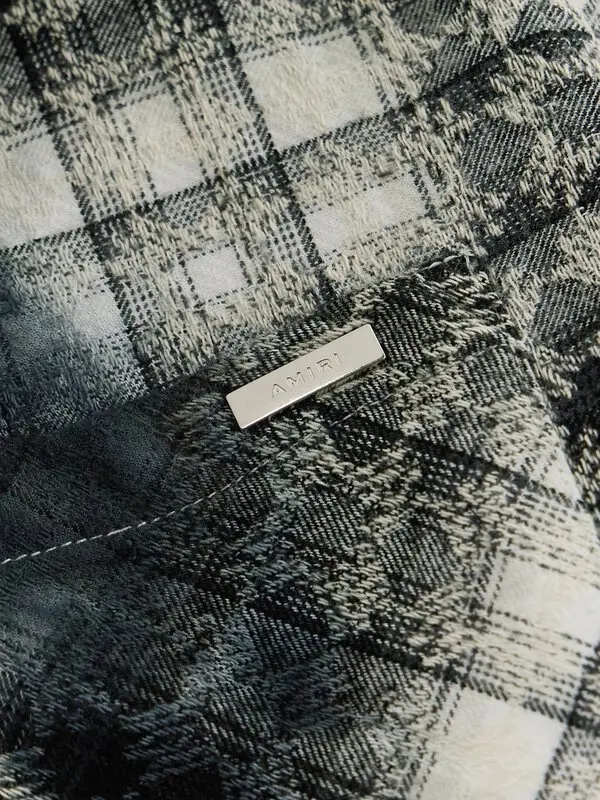 Amiri Frayed Checked Cotton-flannel Shirt