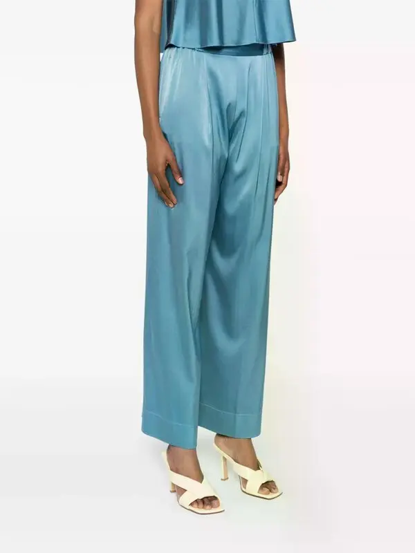 FORTE_FORTE Elasticated-waistband Palazzo Trousers - Blue