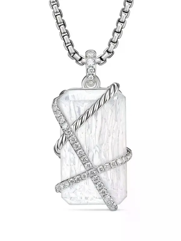 David Yurman Sterling Silver Cable Wrap Diamond Amulet - White