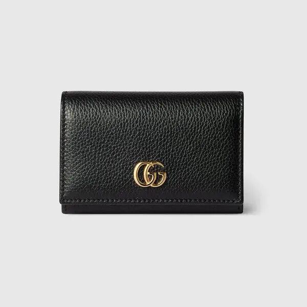 Gucci Bi-color Gg Marmont Card Case - Black