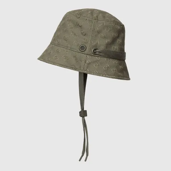Gucci Gg Canvas Bucket Hat With Tie - Green