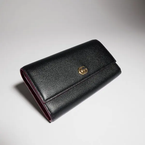 Gucci Bi-color Gg Marmont Continental Wallet Leather - Black