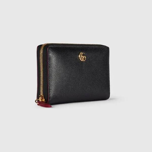 Gucci Bi-color Gg Marmont Zip Around Wallet Leather