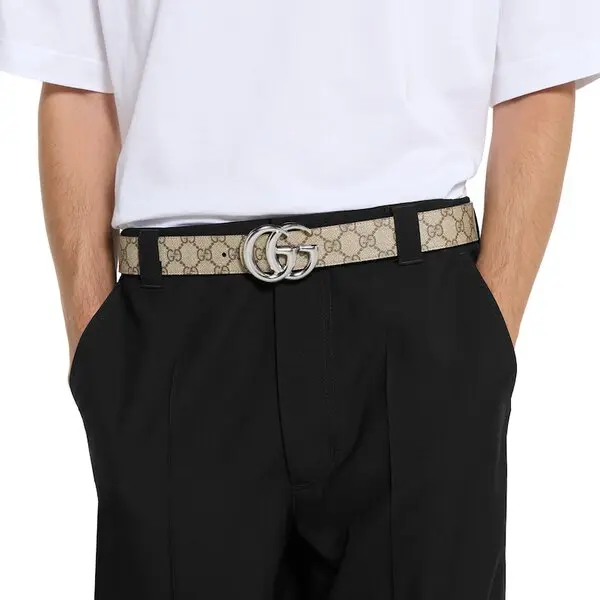 Gucci Reversible Gg Marmont Belt - Beige