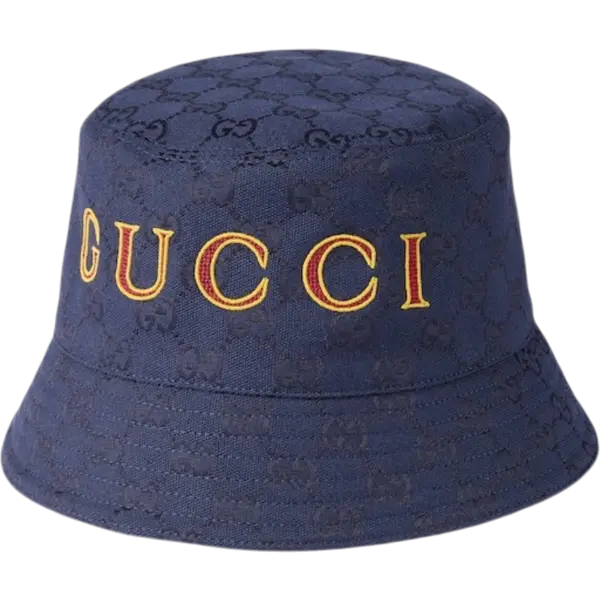 Gucci Gg Cotton Canvas Jacquard Bucket Hat - Blue