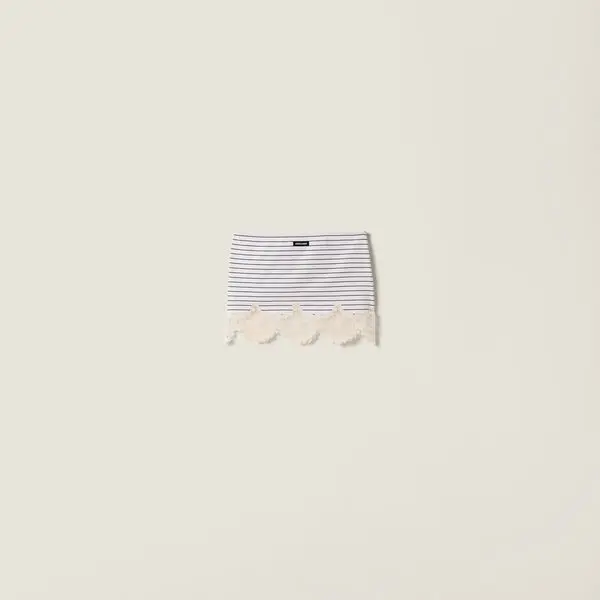 Miu Miu Lace-trimmed Striped Jersey Miniskirt - White/blue
