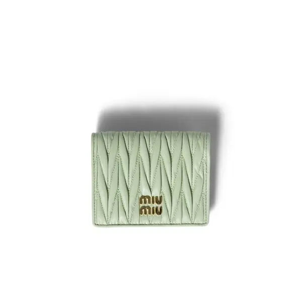 Miu Miu Small Matelassé Nappa Leather Wallet - Aqua