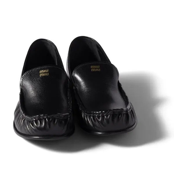 Miu Miu Buffalo Leather Loafers - Black