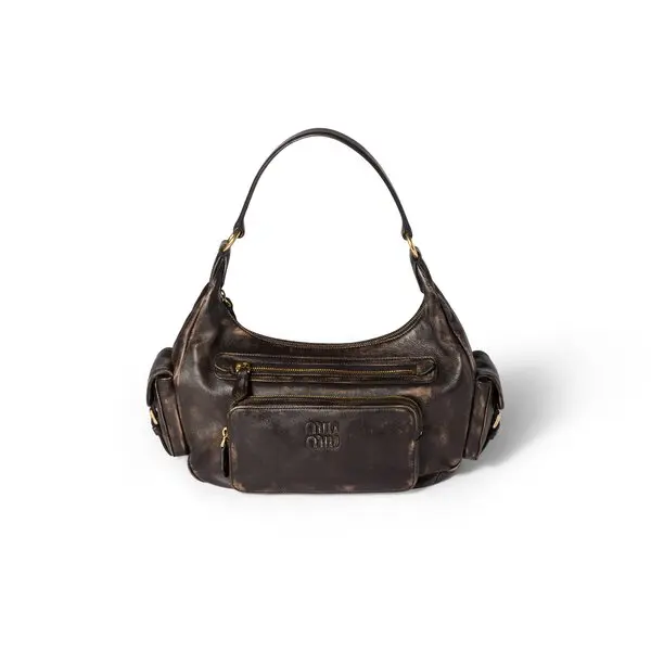 Miu Miu Pocket Nappa Leather Bag - Coffee