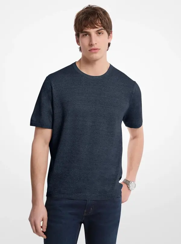 Michael Kors Linen And Cotton T-shirt In Size By - Blue