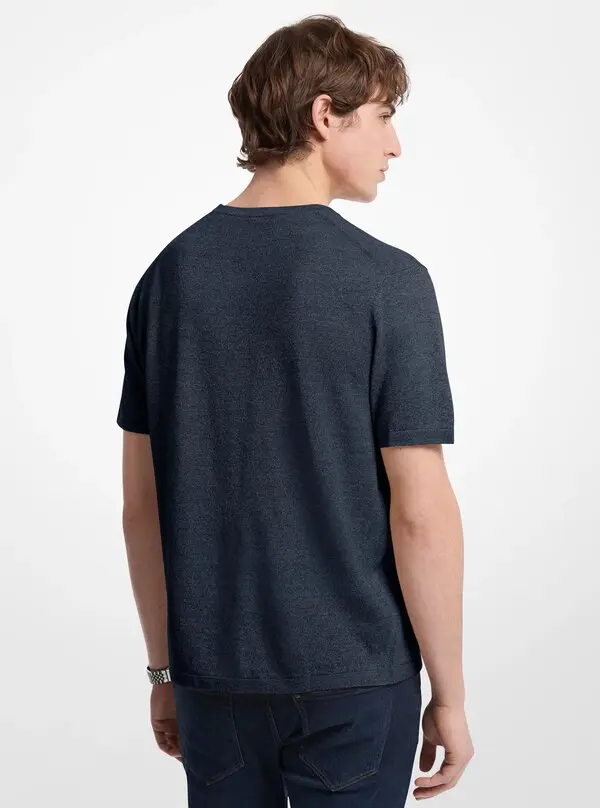 Michael Kors Linen And Cotton T-shirt In Size By - Blue