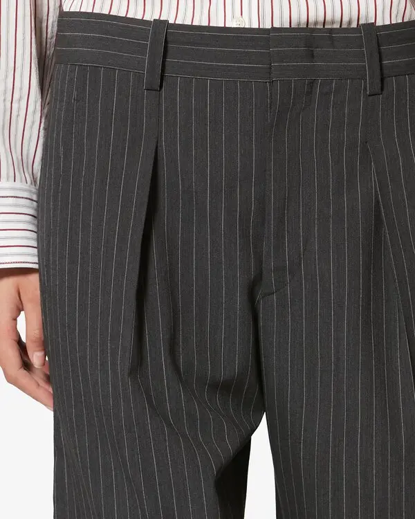 Isabel Marant Lisetta Striped Wool-blend Pants - Anthracite