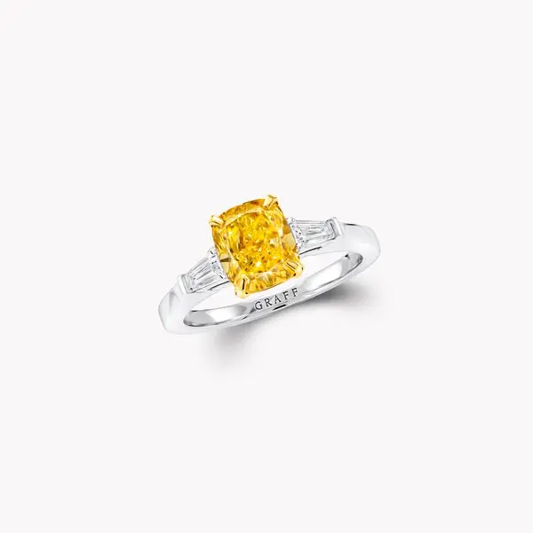 Graff Promise Cushion Cut Yellow Diamond Engagement Ring - Platinum And Yellow Gold