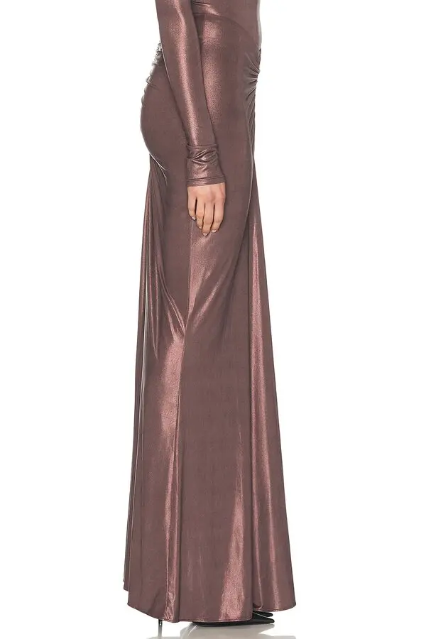 Lapointe Coated Jersey Ruched Maxi Skirt - Mocha