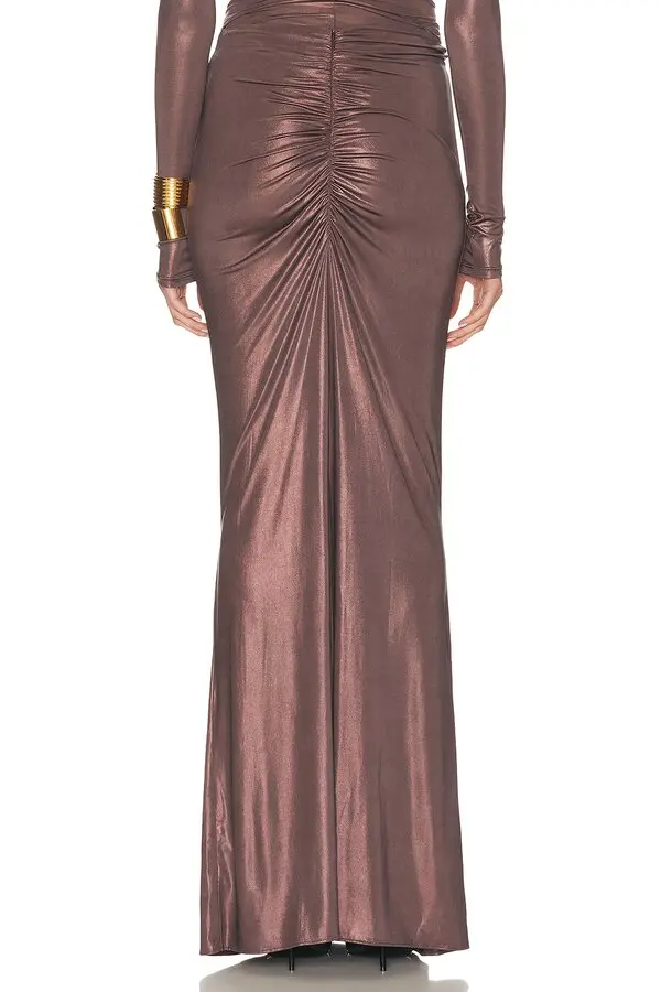 Lapointe Coated Jersey Ruched Maxi Skirt - Mocha