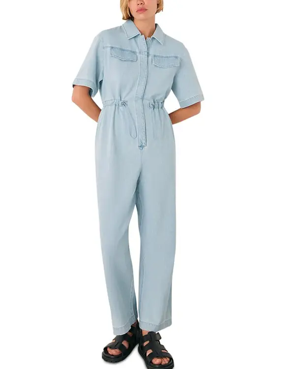Whistles Short Sleeve Utility Jumpsuit - Denim