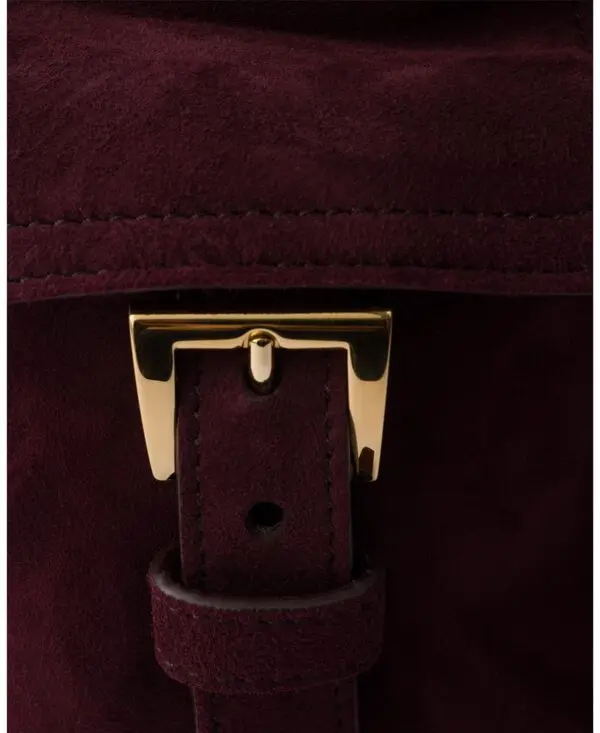 Prada Suede Shoulder Bag With Flap - Burgundy