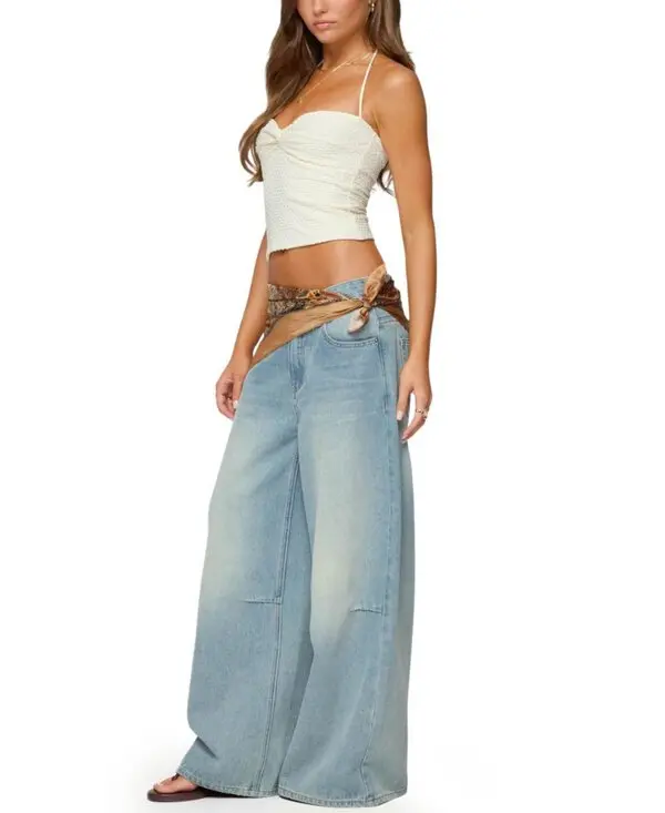 EDIKTED Twisted Textured Halter Top - Cream
