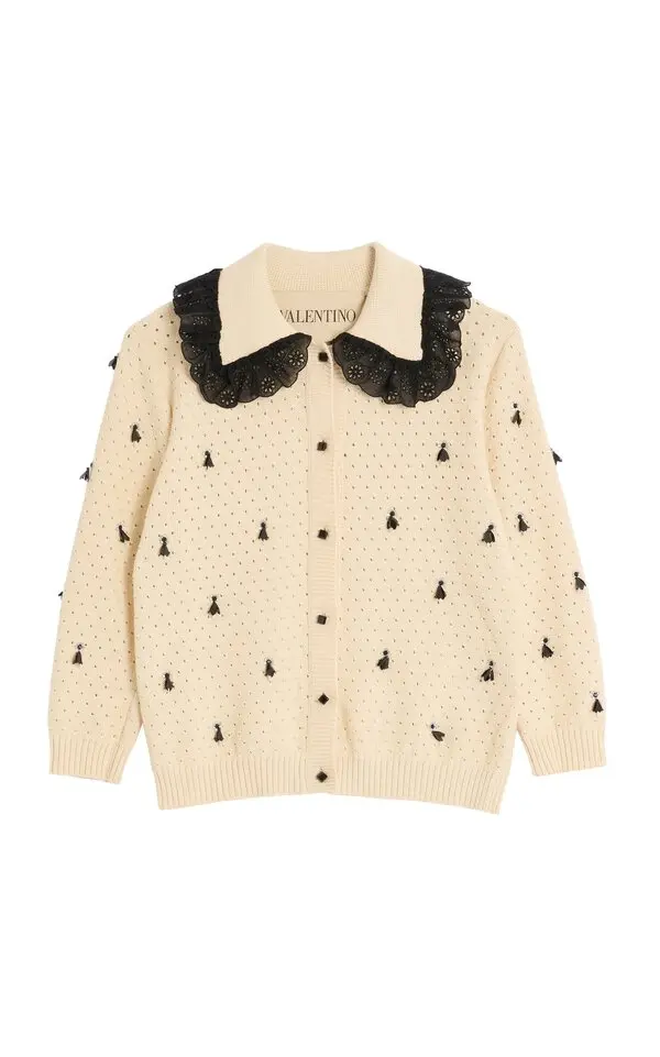 Valentino Garavani Lace-trimmed Cotton Cardigan - Ivory