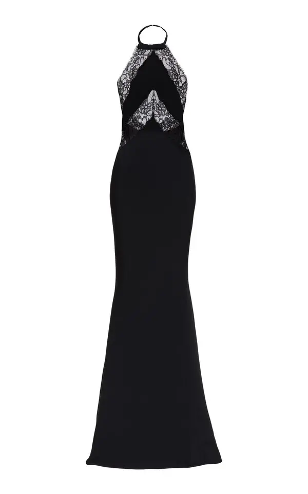 Elie Saab Cady & Lace Long Dress