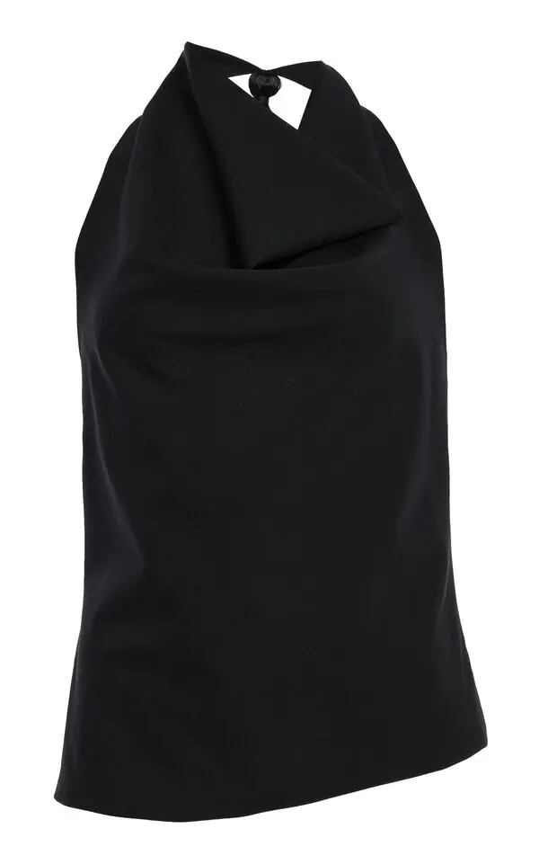 Burc Akyol Tasseled Wool Cowl-neck Halter Top