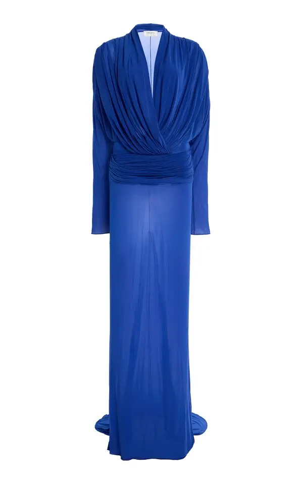 Burc Akyol Draped Jersey Maxi Dress