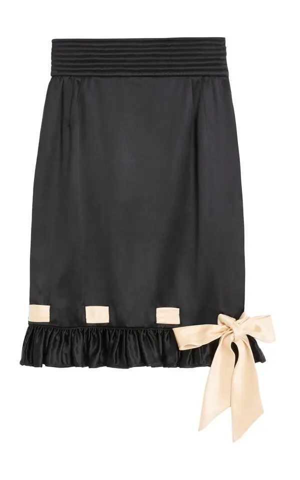 Valentino Garavani Frilled-trim Duchess-satin Skirt - Black