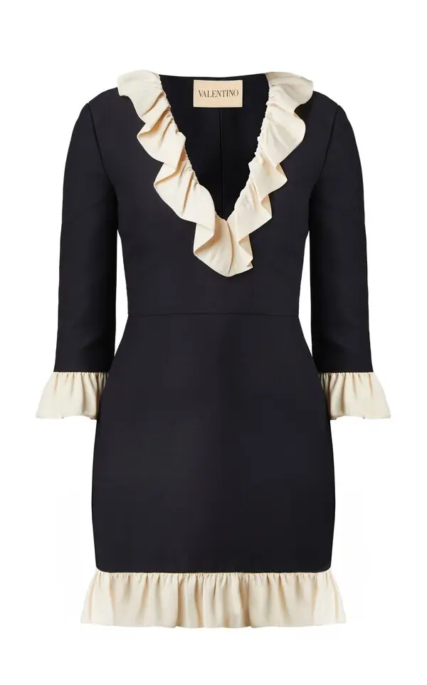 Valentino Garavani Ruffled-trim Mini Dress - Black