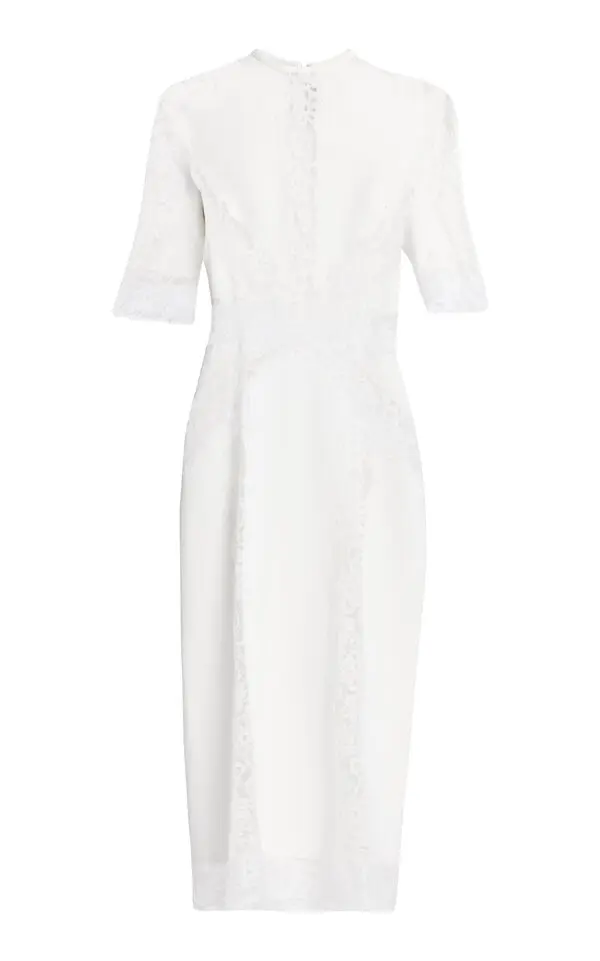 Elie Saab Cady & Lace Midi Dress