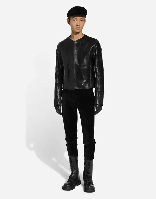 Dolce & Gabbana Collarless Leather Jacket