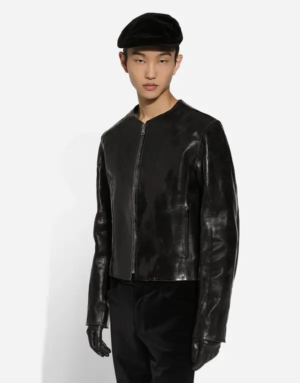 Dolce & Gabbana Collarless Leather Jacket