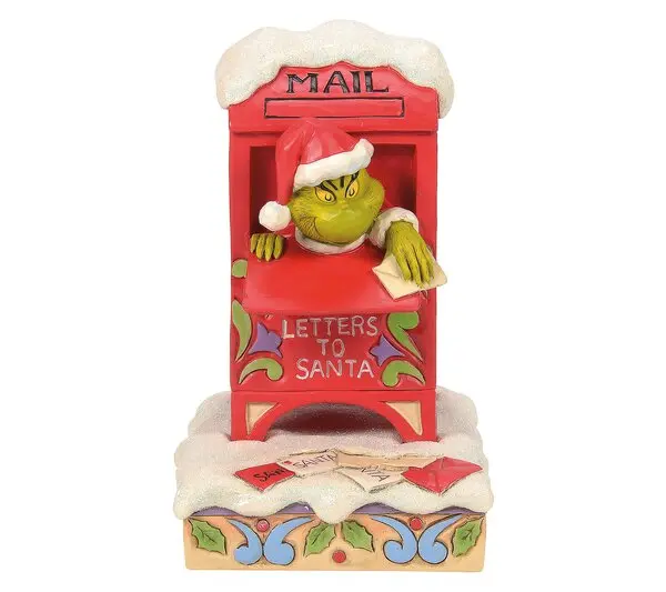 JIM SHORE Grinch In Mailbox Christmas Figurine In H - One-color